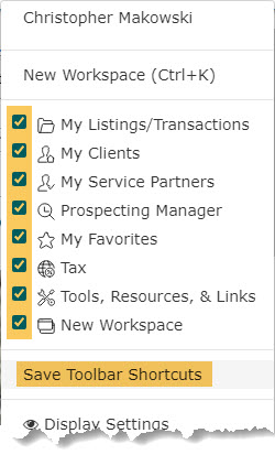 connectMLS Shortcut Toolbar – connectMLS