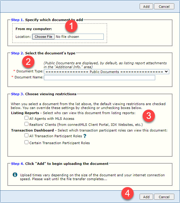 Add documents to your listing – connectMLS