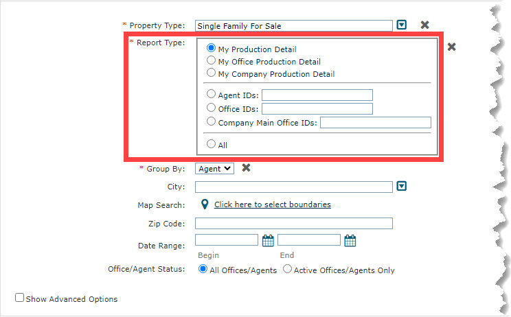 Agent Production Detail report – connectMLS