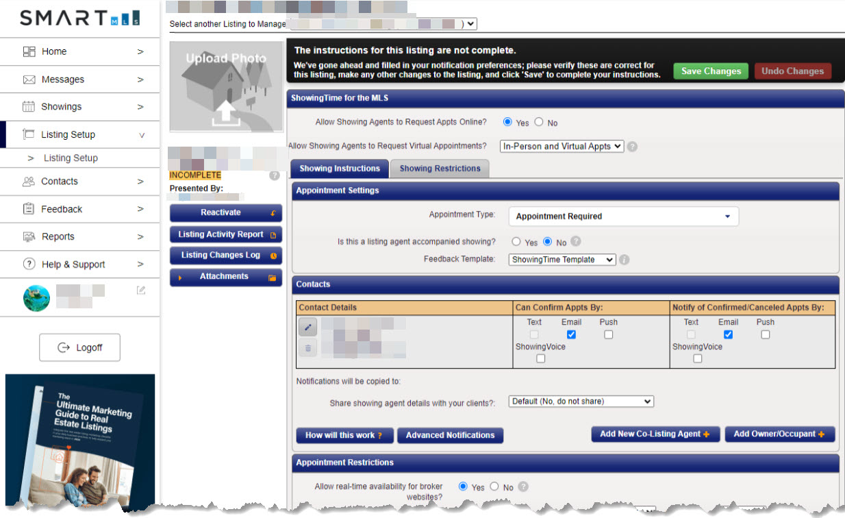 Access ShowingTime from a Draft listing – connectMLS